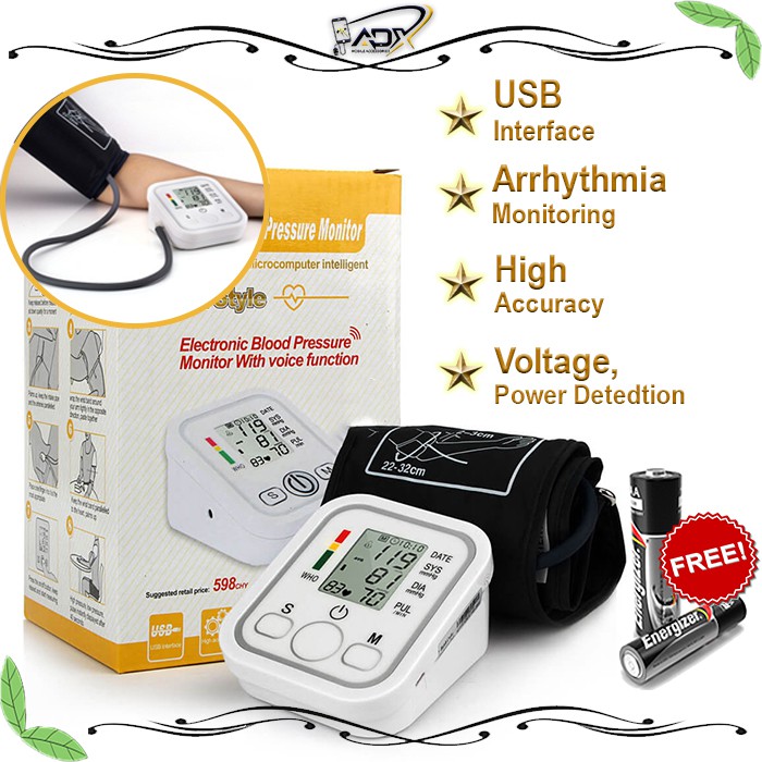 ADX Automatic Digital LCD Monitor Arm Blood Pressure Monitor BP Cuff ...
