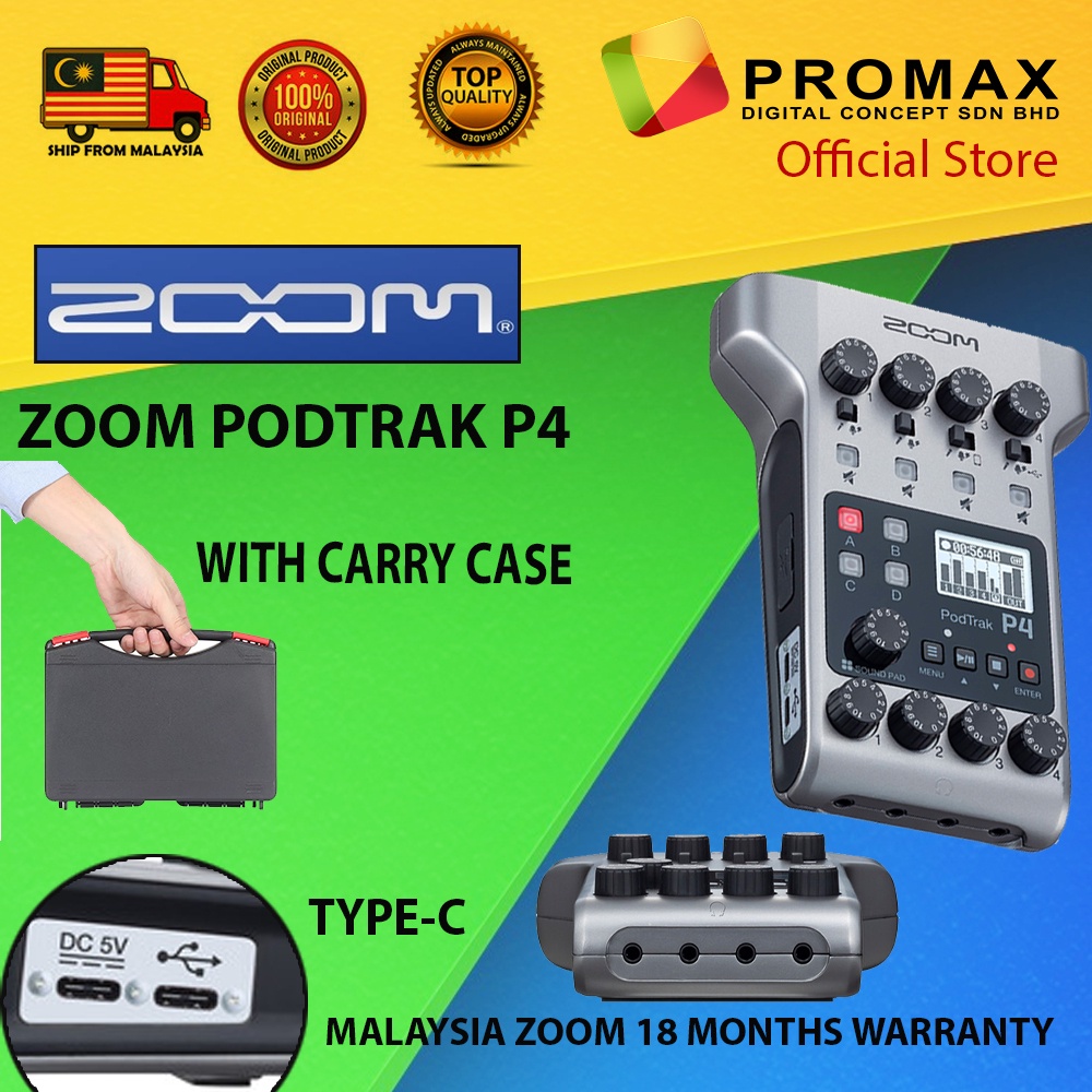 Zoom PodTrak P4 Portable Multitrack Podcast Recorder (WITH CARRY CASE ...