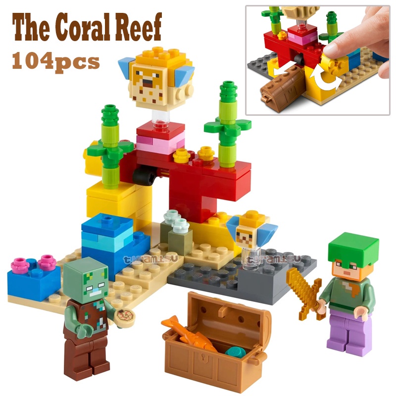 200+pcs Minecraft The Bee Farm The Coral Reef The "Abandoned" Mine The ...
