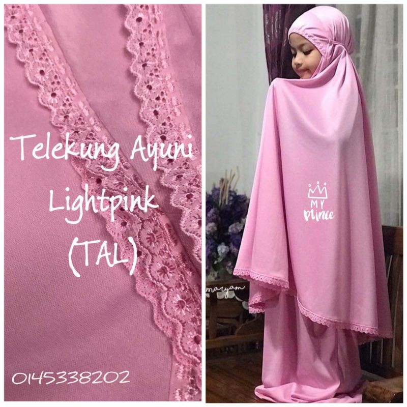 Telekung budak sedondon light pink / Telekung lace pink putih ...