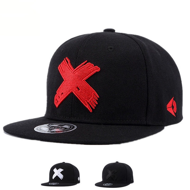 Letter Embroidered X Hip Hop Baseball Cap Adjustable Ladies Flat Top ...