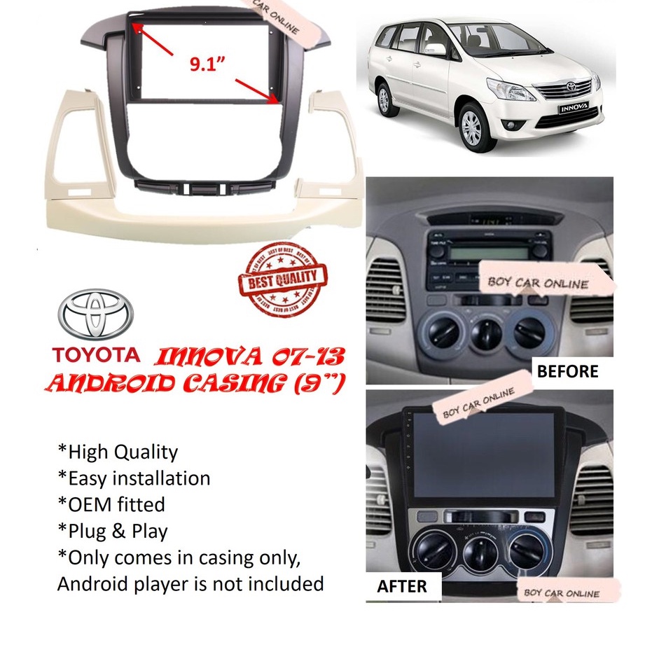 ANDROID PLAYER CASING 9 INCH FOR TOYOTA INNOVA 2007-2010 (AUTO / MANUAL ...