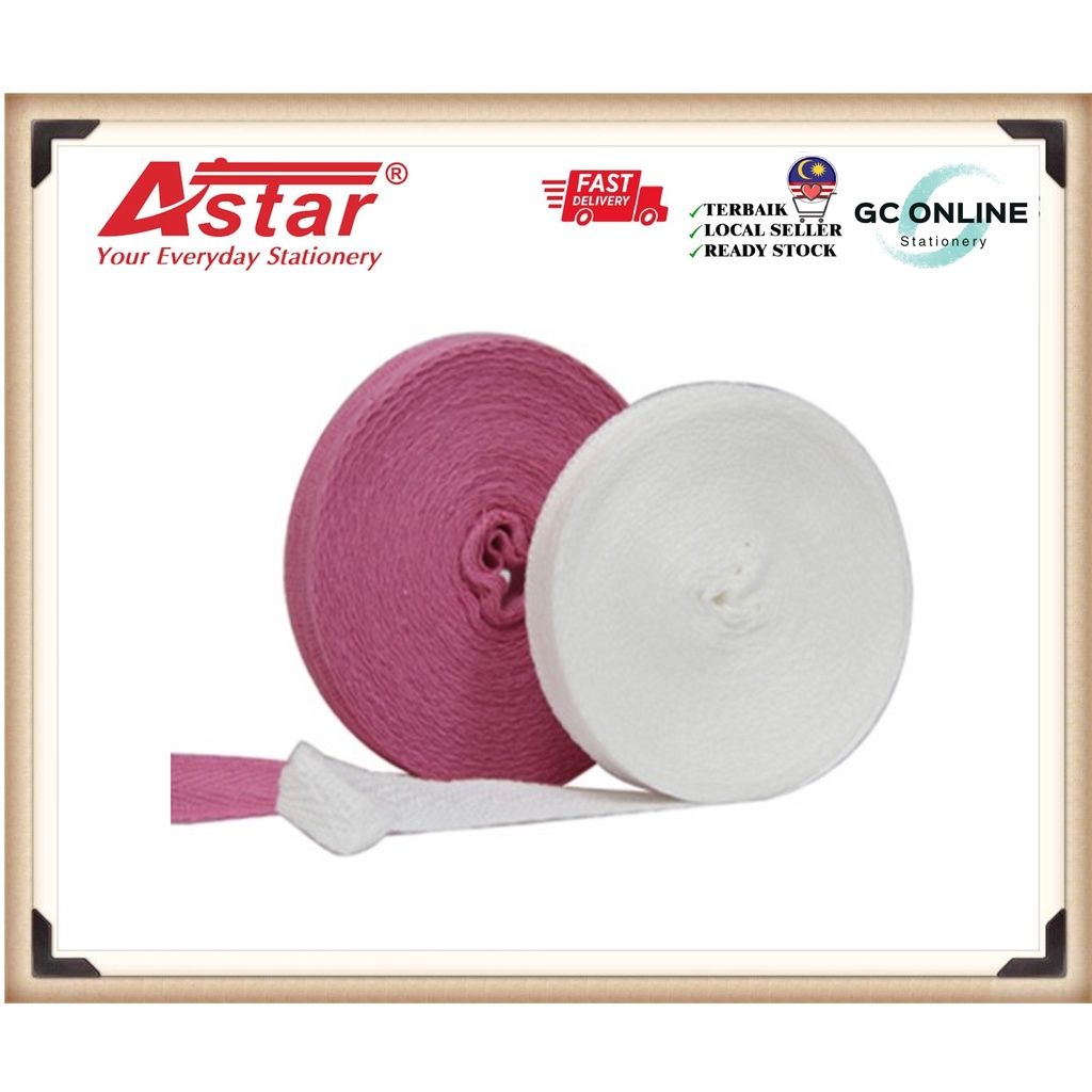 Astar Cotton Tape 15Mx13mm (White / Pink) / Tali Barut / Tali Ikat Fail ...