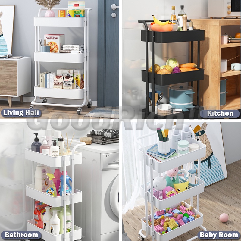 Multipurpose Movable Multi-Layer Storage/Tray Trolley Rack With Elbow ...