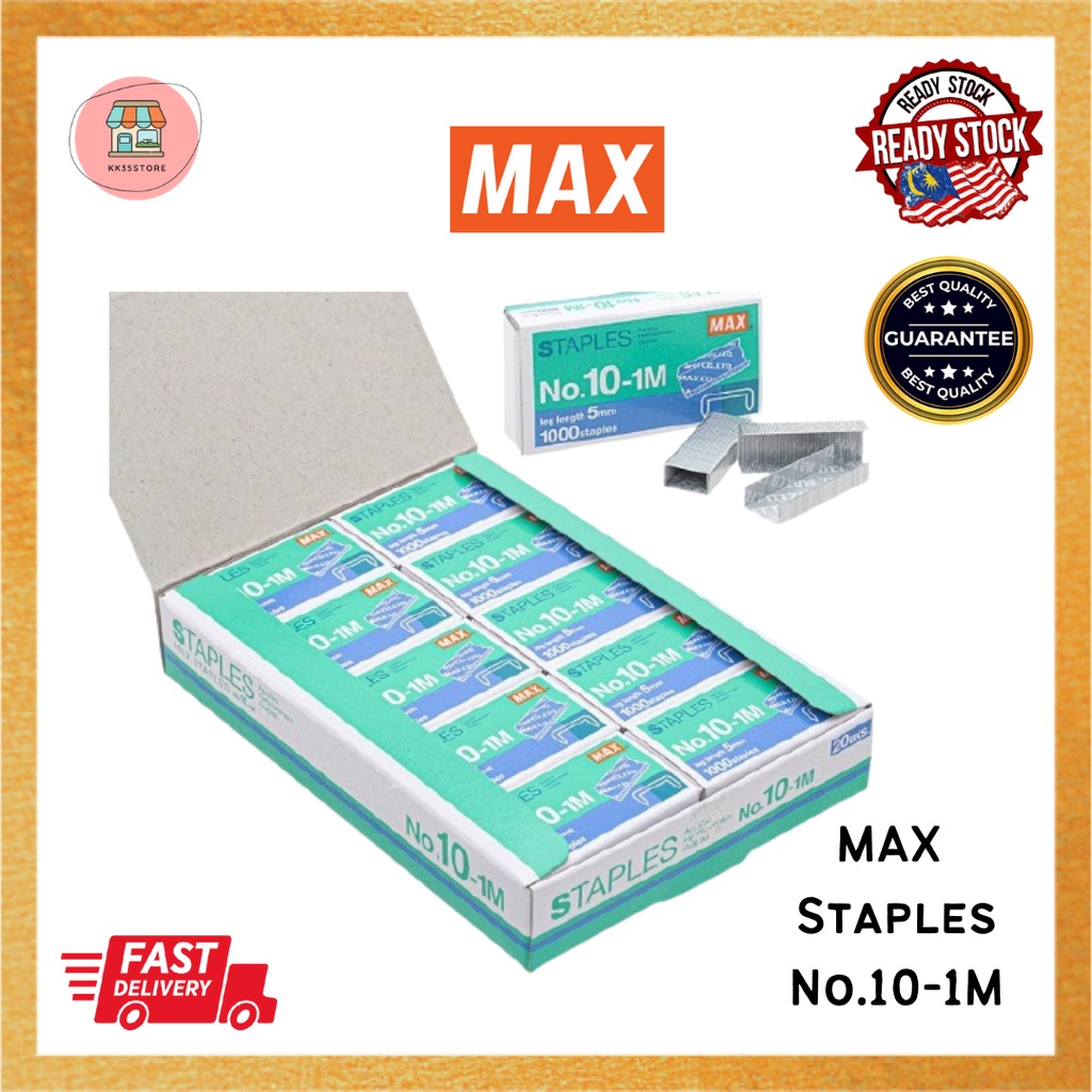 [READY STOCK] Original Max Staples No. 10-1M 20 Small Box/Box | Shopee ...