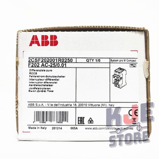 ABB F202-25-0.01 ELCB/RCCB 2P 25A 10mA for Water Heater [2CSF202001R0250] [Ready Stock] | Shopee ...