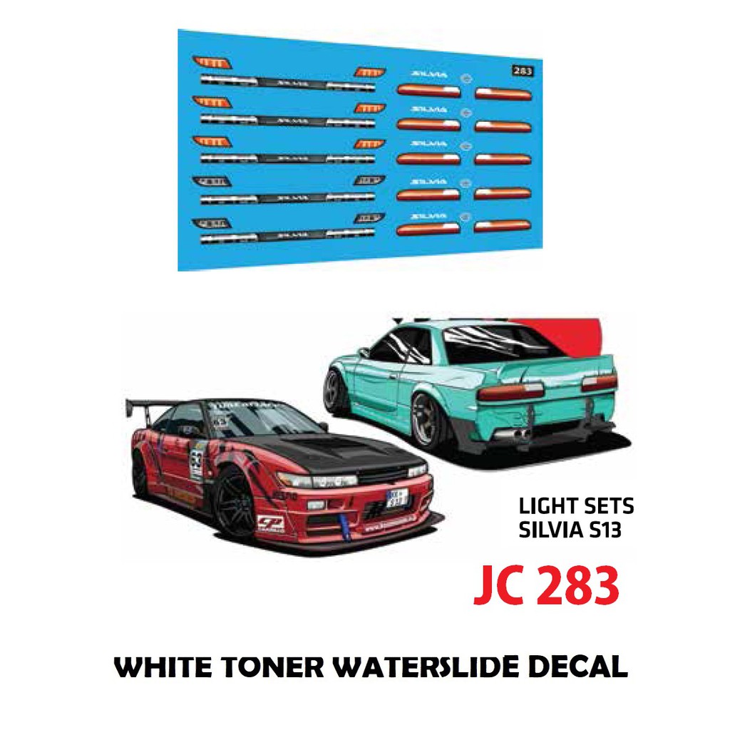 JC283 - SILVIA S13 LIGHT DECALS Hotwheels 1:64 diecast custom white ...