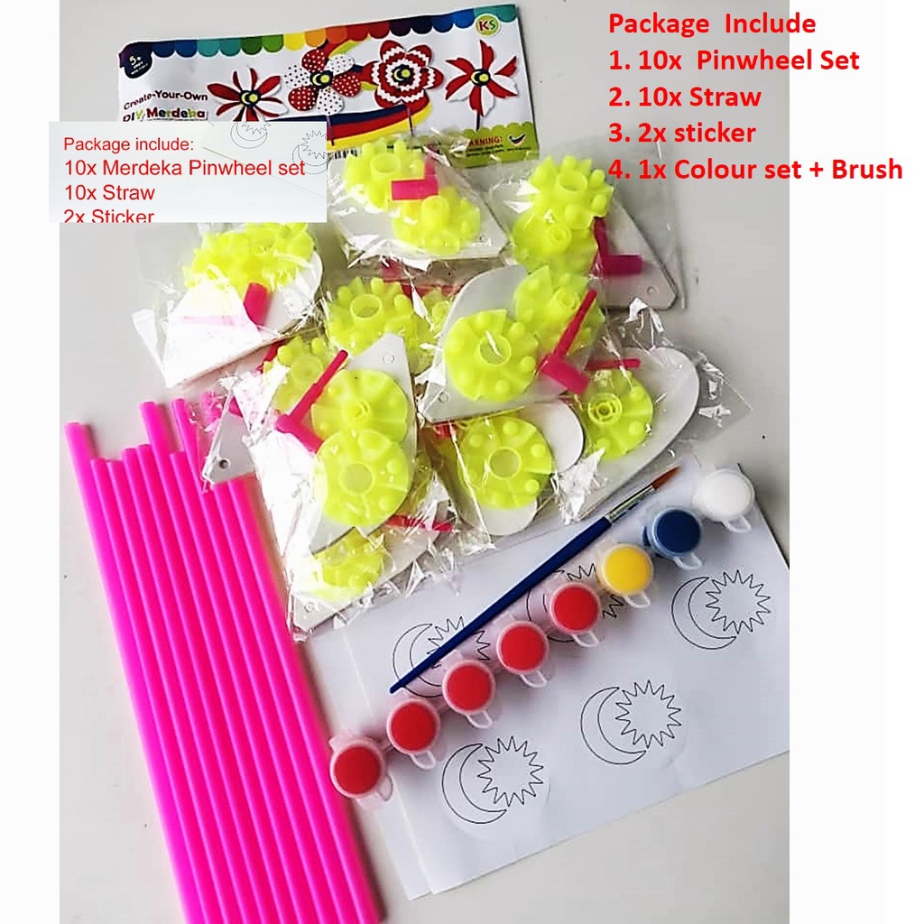 HLS Kids Children Play Art and Craft 10in1 DIY Merdeka Flower Pinwheel ...