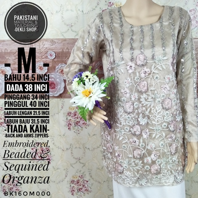 Saiz S Baju Kurung Moden Bersulam Light Nude Bunga Peach Baju Nikah ...
