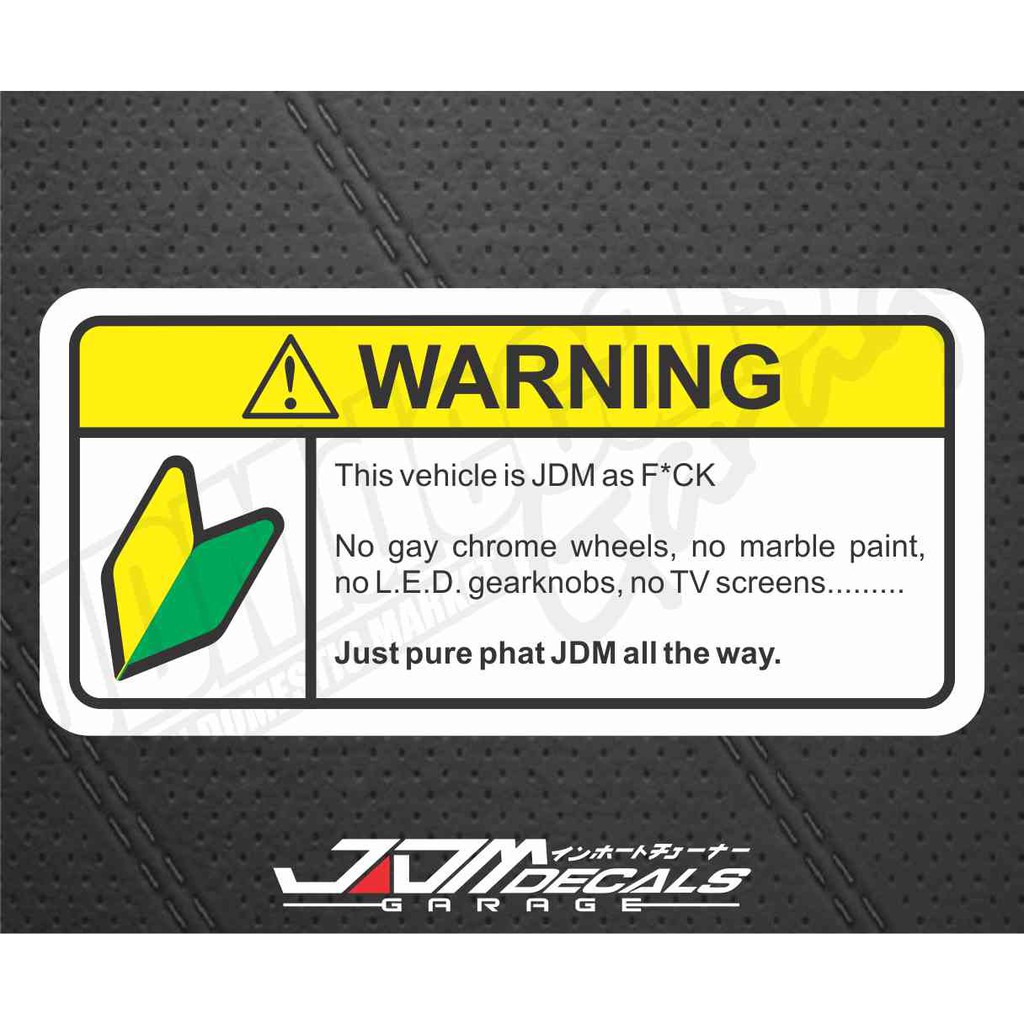 Funny Warning Sticker - Pure Phat JDM Beginner Driver | Shopee Malaysia