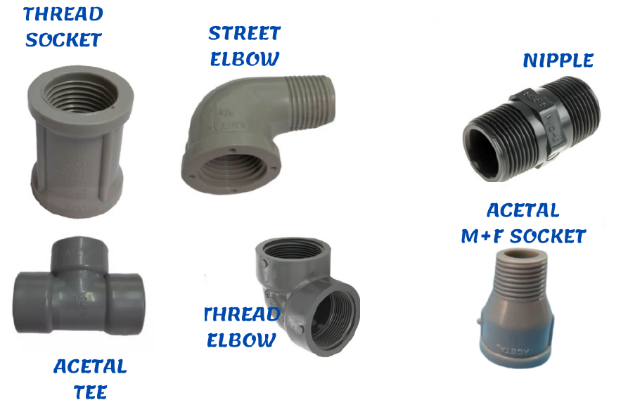 PVC FITTING /MALE FEMALE SOCKET/ M/F ELBOW/ ACETAL TEE / ACETAL ELBOW ...