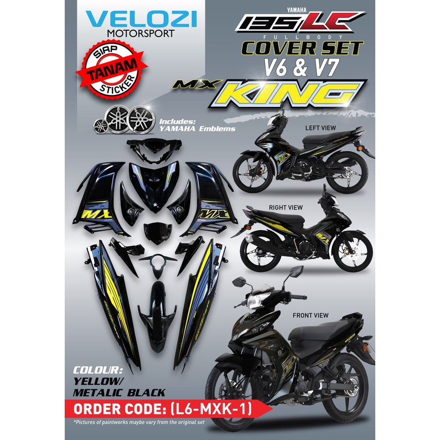YAMAHA LC LC135 V6 V7 MX KING MATELIC BLACK - COVERSET BODYSET SIAP ...