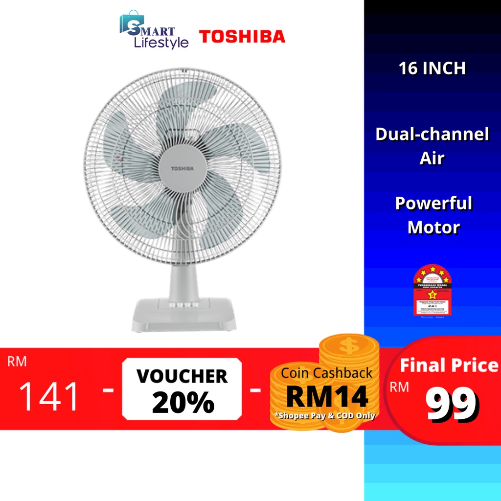 Toshiba Cyclone Series Table Fan (16") F-TSA20(G)MY | Shopee Malaysia