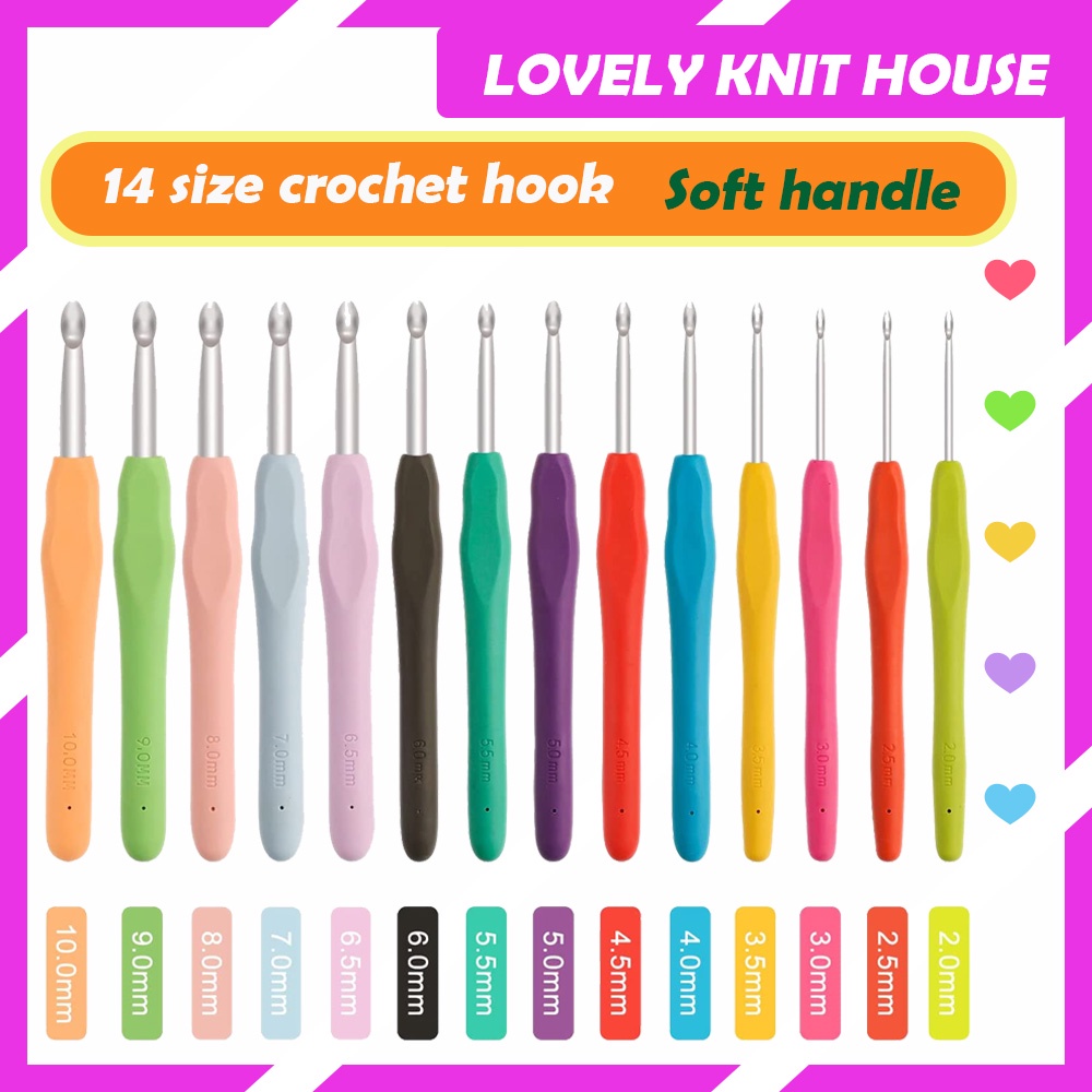 14 Size 1 pcs Soft Crotchet Hooks Full Coverage Knitted Craft Kit Set 1pcs | Shopee Malaysia