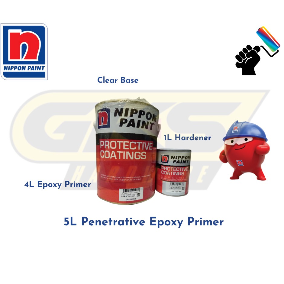 5L Nippon Paint Penetrative Epoxy Primer For TILE CEMENT FIBER CERAMICS (Clear Base) | Shopee ...