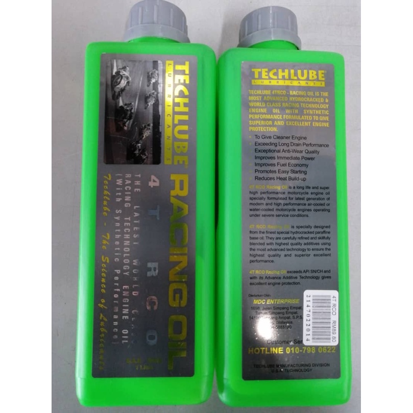 TECHLUBE RACING OIL 4T RCO 100 ORIGINAL (1 LITER) | Shopee Malaysia
