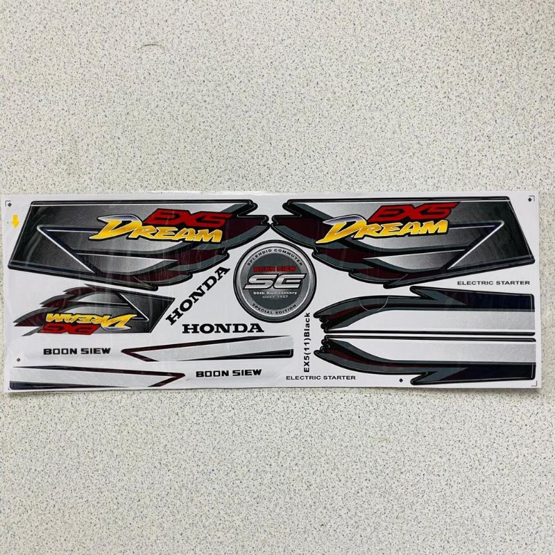 Honda EX5 (11) EX5 Body Sticker SE NOMBOR 11 Stripe sticker 11 silver hitam RED BLUE pearl ...