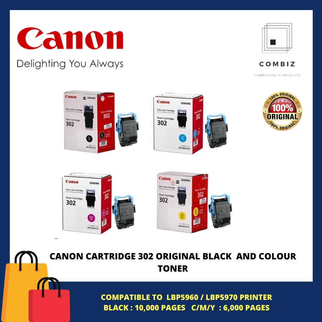 CANON CARTRIDGE 302 ORIGINAL BLACK AND COLOUR TONER FOR LBP5960 / LBP5970 PRINTER | Shopee Malaysia