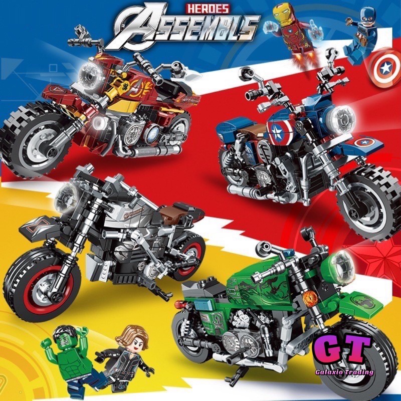 ⚡️READY STOCKS⚡️GT Super Heroes Motorcycle Lego Building Blocks Toy ...