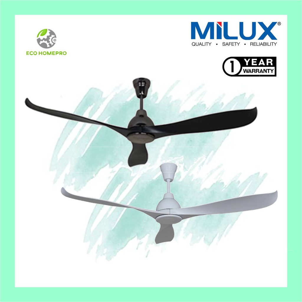 Milux 56" DC Ceiling Fan with Remote Control MCF-E220 (Black/White ...