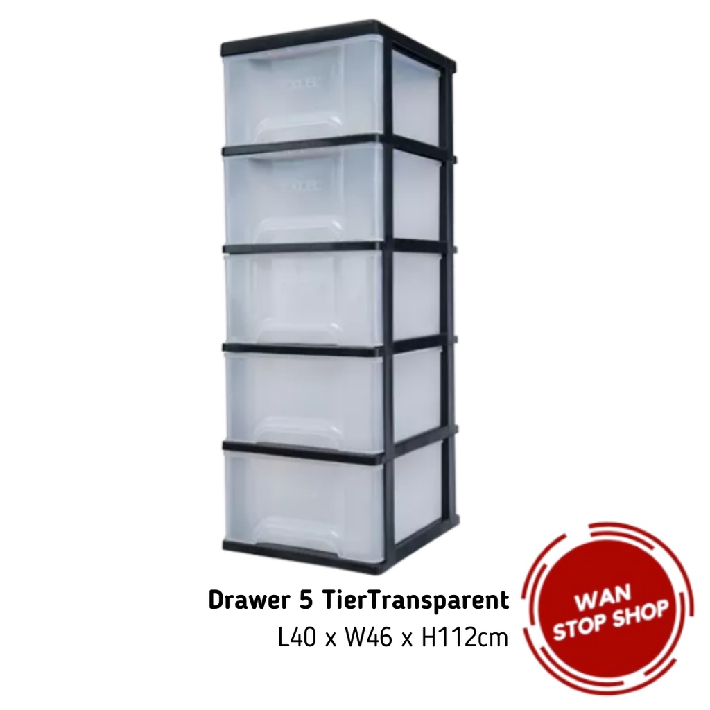 Drawer 5 Tier Transparent Cabinet Storage Box Storage Cabinet Organiser ...
