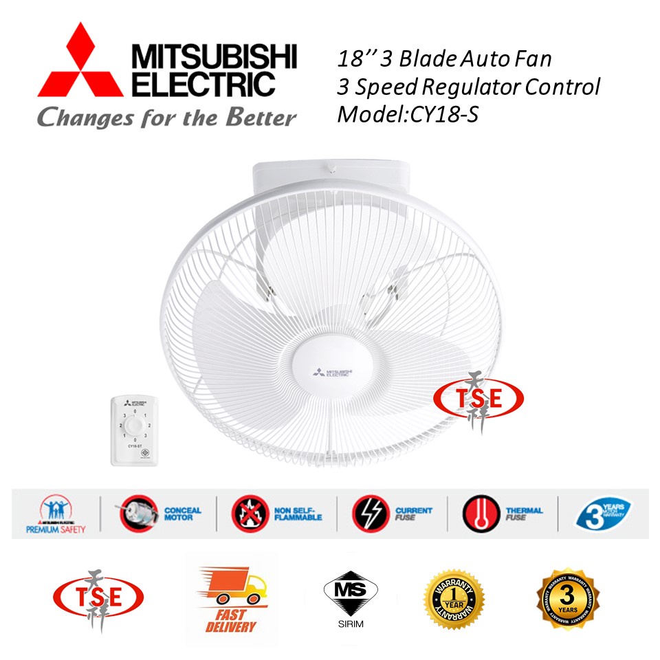 Mitsubishi CY18-S Auto Fan 18'' 3blade with 3speed regulator control ...