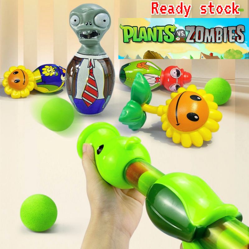 Plants vs. Zombies toy soft bullet gun kid shooting air power gun pea ...