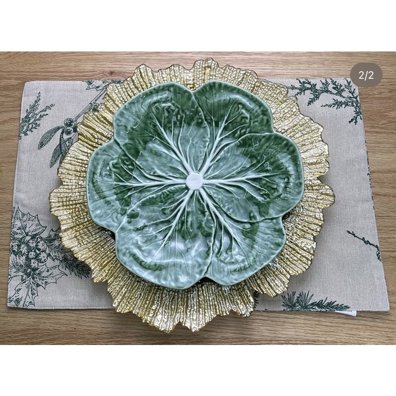 gold charger plate (kaca/glass).wedding party dinner decoration ...