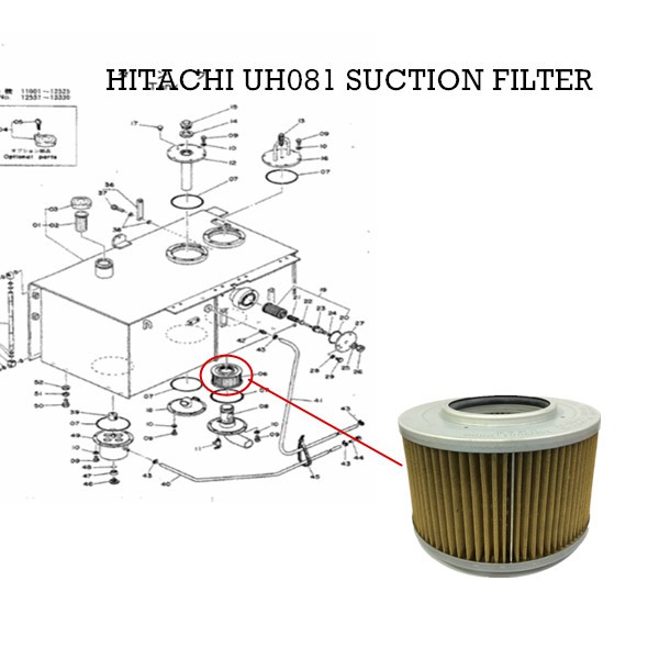 SUCTION FILTER FOR HITACHI HYDRAULIC EXCAVATOR UH081 / UH07-5 / UH083 ...