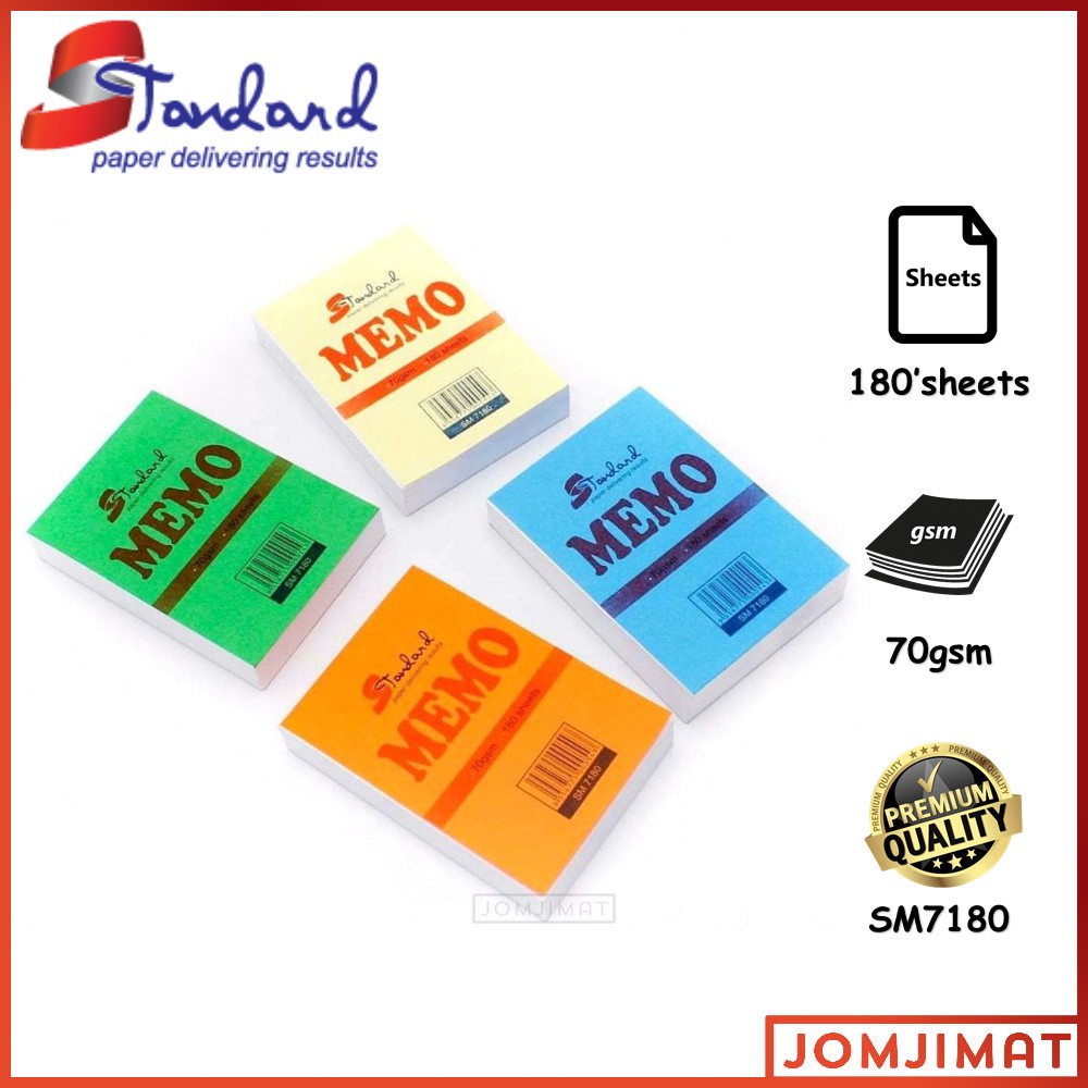 Standard Memo Pad 180'sheets 70gsm SM7180 / Kertas Memo Pad Kraft ...