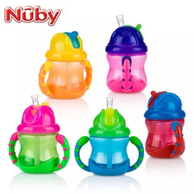 Nuby Grip N Sip Flip-It Fat Straw Drinking Cup 8oz/240ml Single Pack 12m+ /Replacement Straw ...
