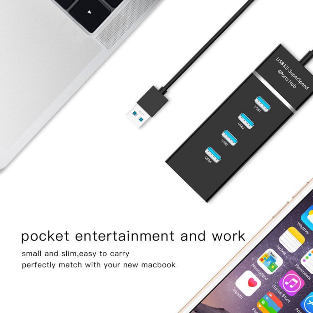 Multi USB Hub 3.0 Extension Cable Splitter Port External Extender 4 ...