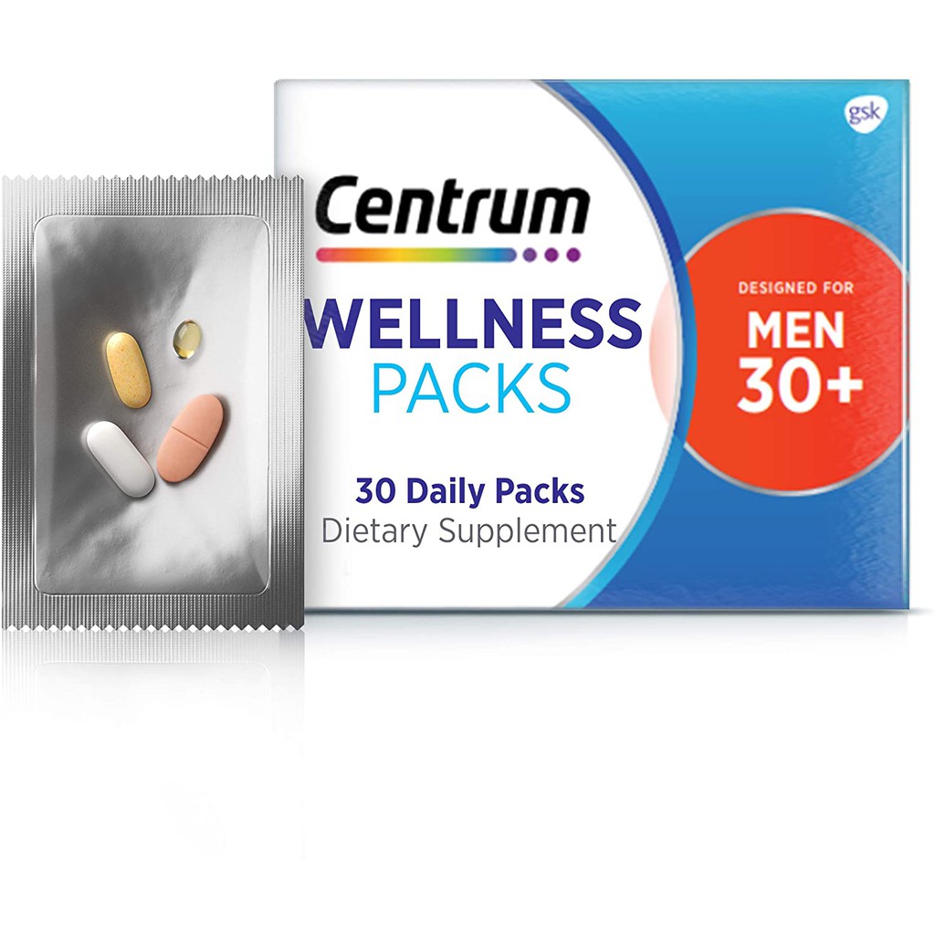 Centrum Wellness Packs Daily Vitamins Men 30s Men's Vitamins ...