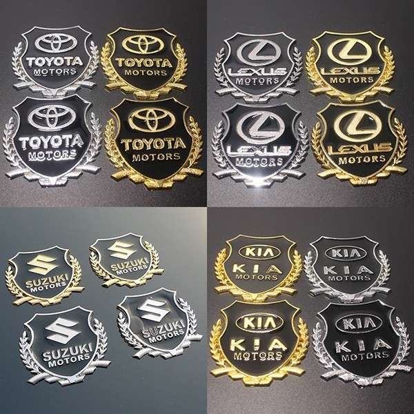 1pcs 3D Metal Car Stickers Logo Side Window Emblem Decals For Toyota ...