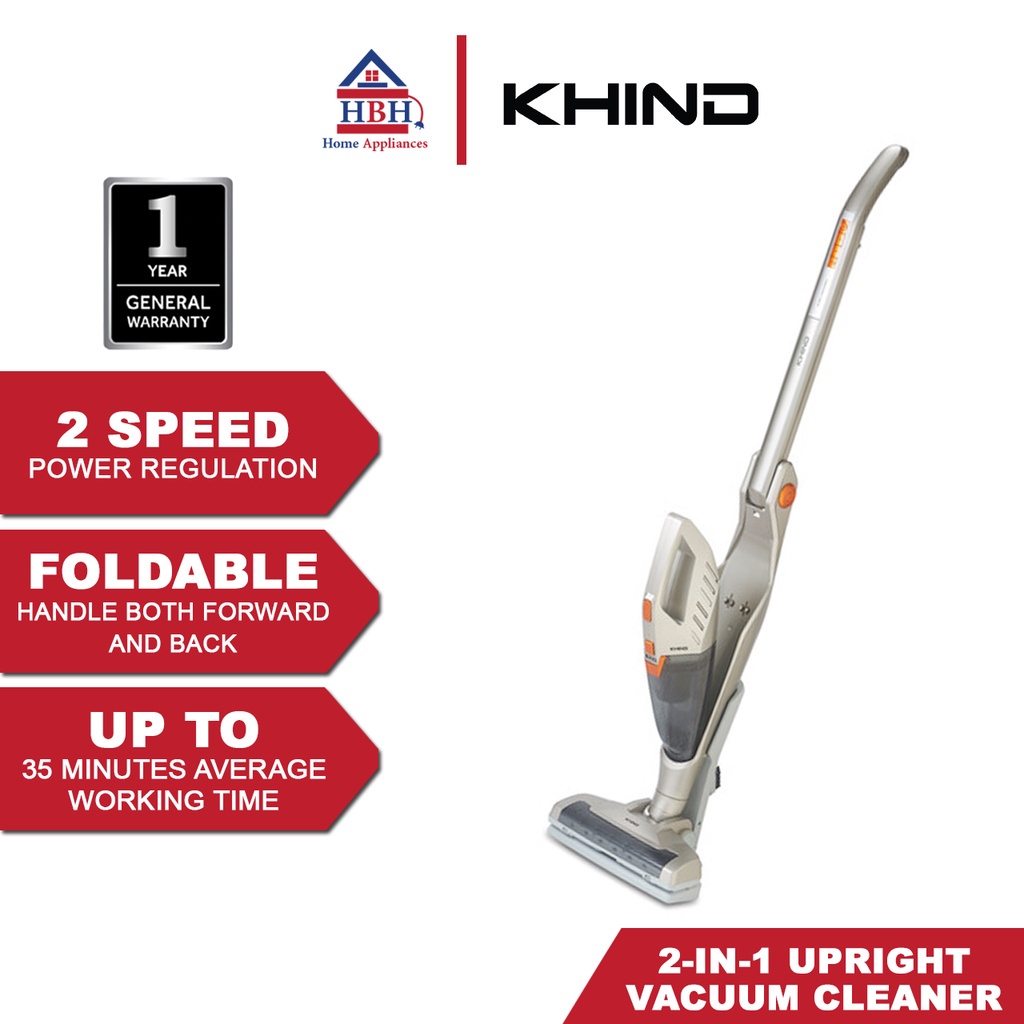 Khind VC9000 8000Pa Cordless 2 Speed HEPA 2-In-1 Upright Vacuum Cleaner ...