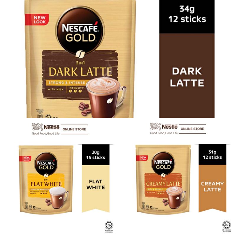Nescafe Gold Flat White 15S/Dark Latte 12S/ Creamy Latte 12S (Instant ...