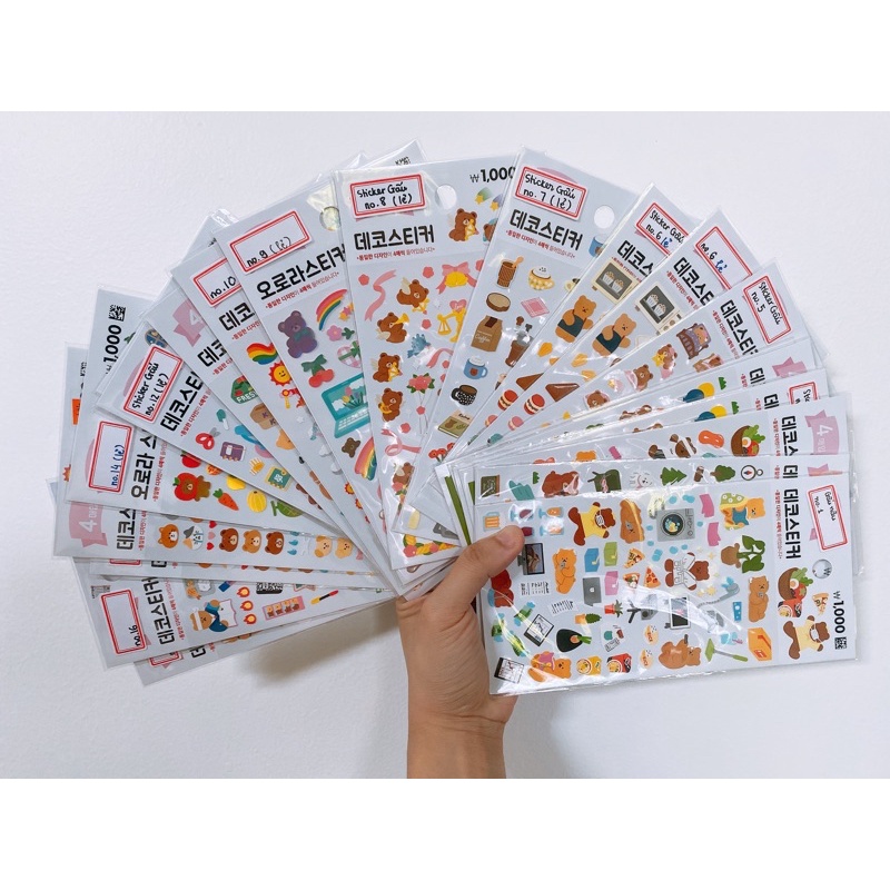 Set OF KOREAN DAISO BEAR STICKERS - RANDOM PATTERNS | Shopee Malaysia