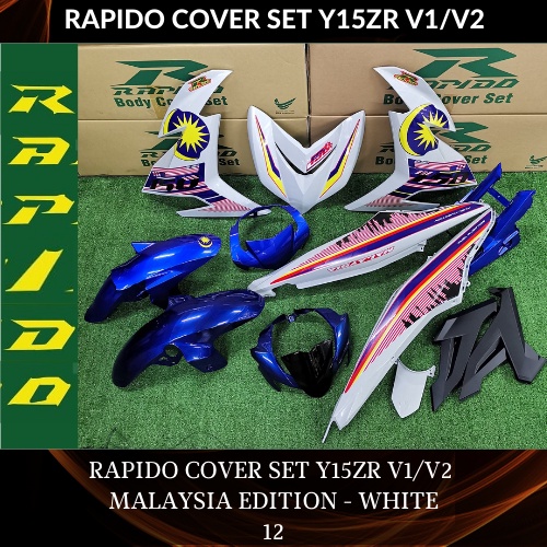 RAPIDO COVER SET Y15ZR V1/V2 MALAYSIA EDITION WHITE (STICKER TANAM/AIRBRUSH) COVERSET | Shopee ...