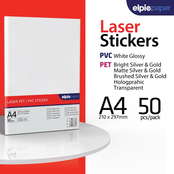 [ELPIE PAPER] 50's A4 Laser Stickers : White | Transparent | Silver ...