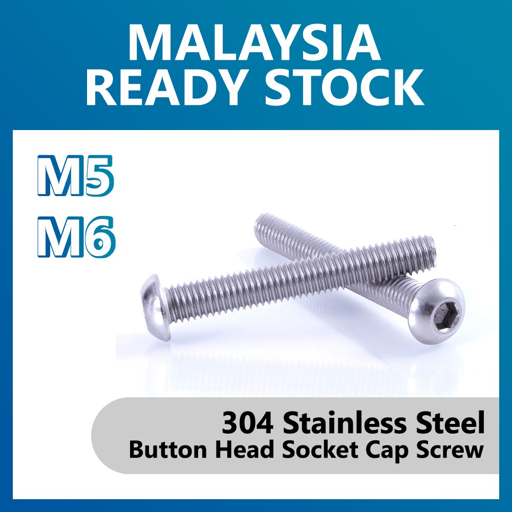 M5 M6 Button Head Screw 304 Stainless Steel SHINY SURFACE Allen Bolt ...