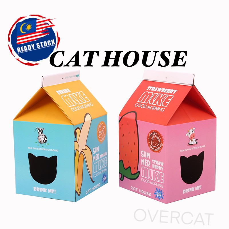 [Ready Stock] Milk Box Cat Scratcher box / Cat House Cat Cardboard ...