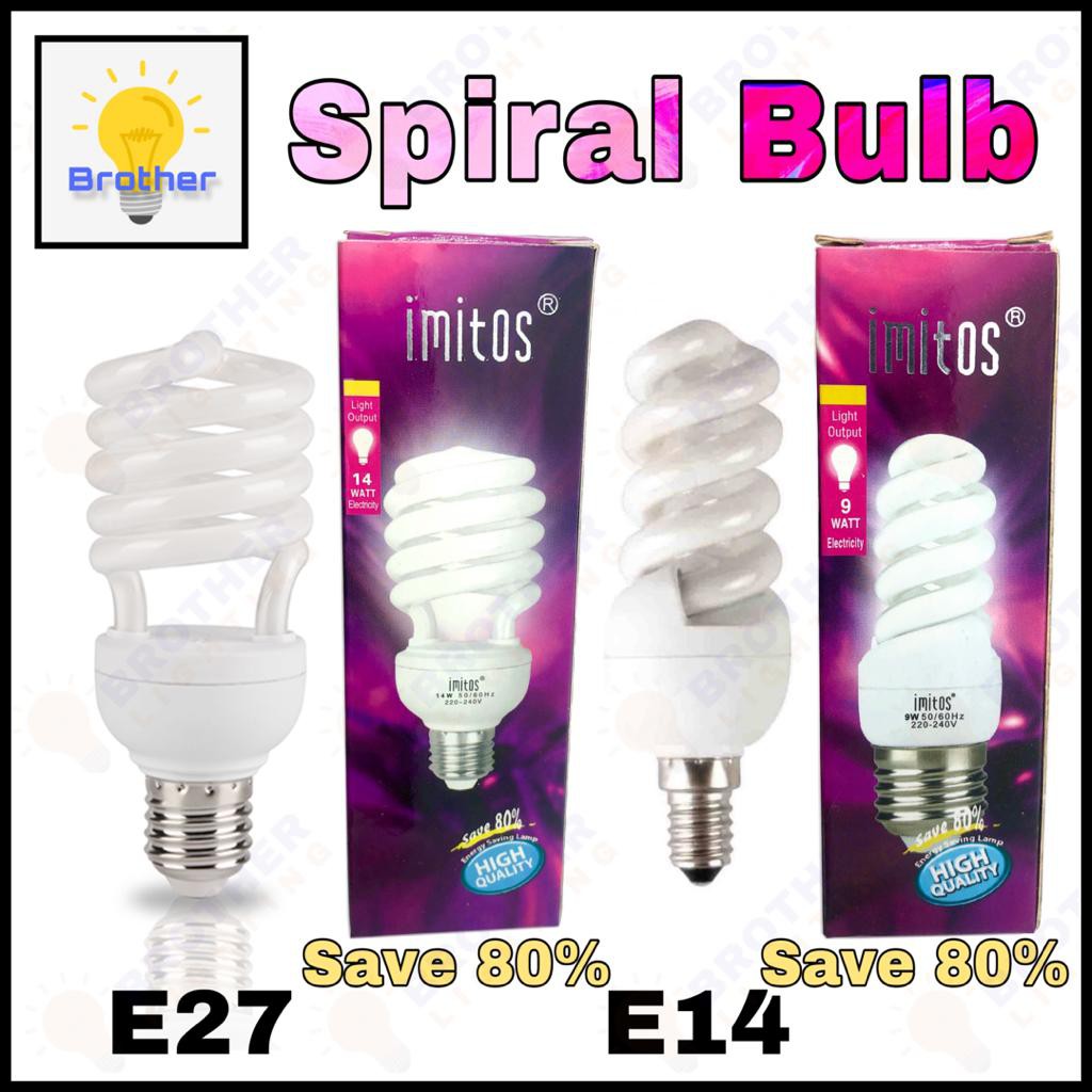 IMITOS Spiral Bulb 14W / 9W / 5W Light Bulb Mentol Energy Saving (Warm ...