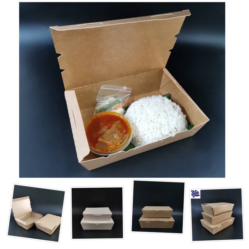 50pcs Premium KOTAK NASI KERTAS ( PAPERLUNCHBOX ) BERKUALITI DAN ...