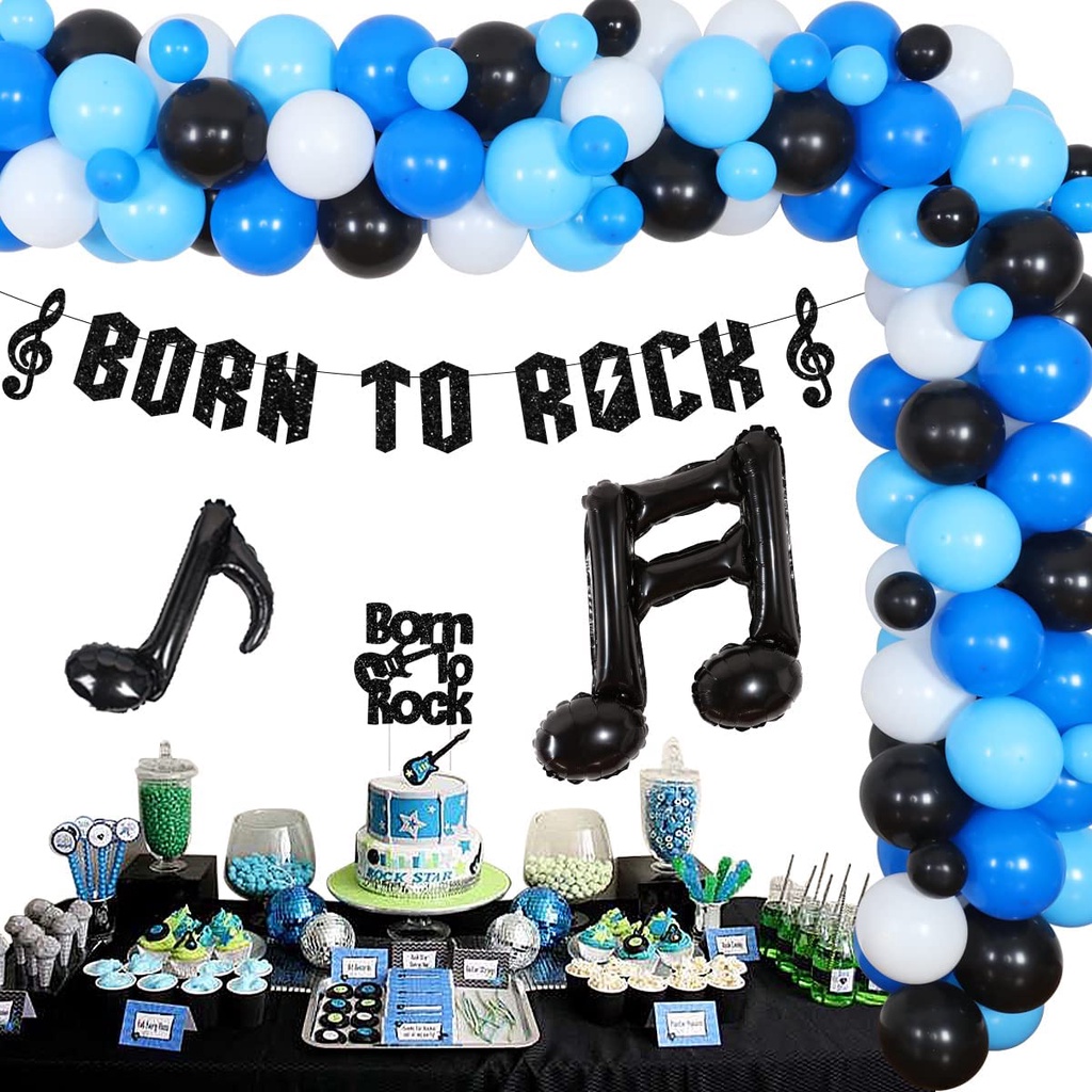 CHEEREVEAL Rock and Roll Party Decorations, Born To Rock Glitter Banner ...
