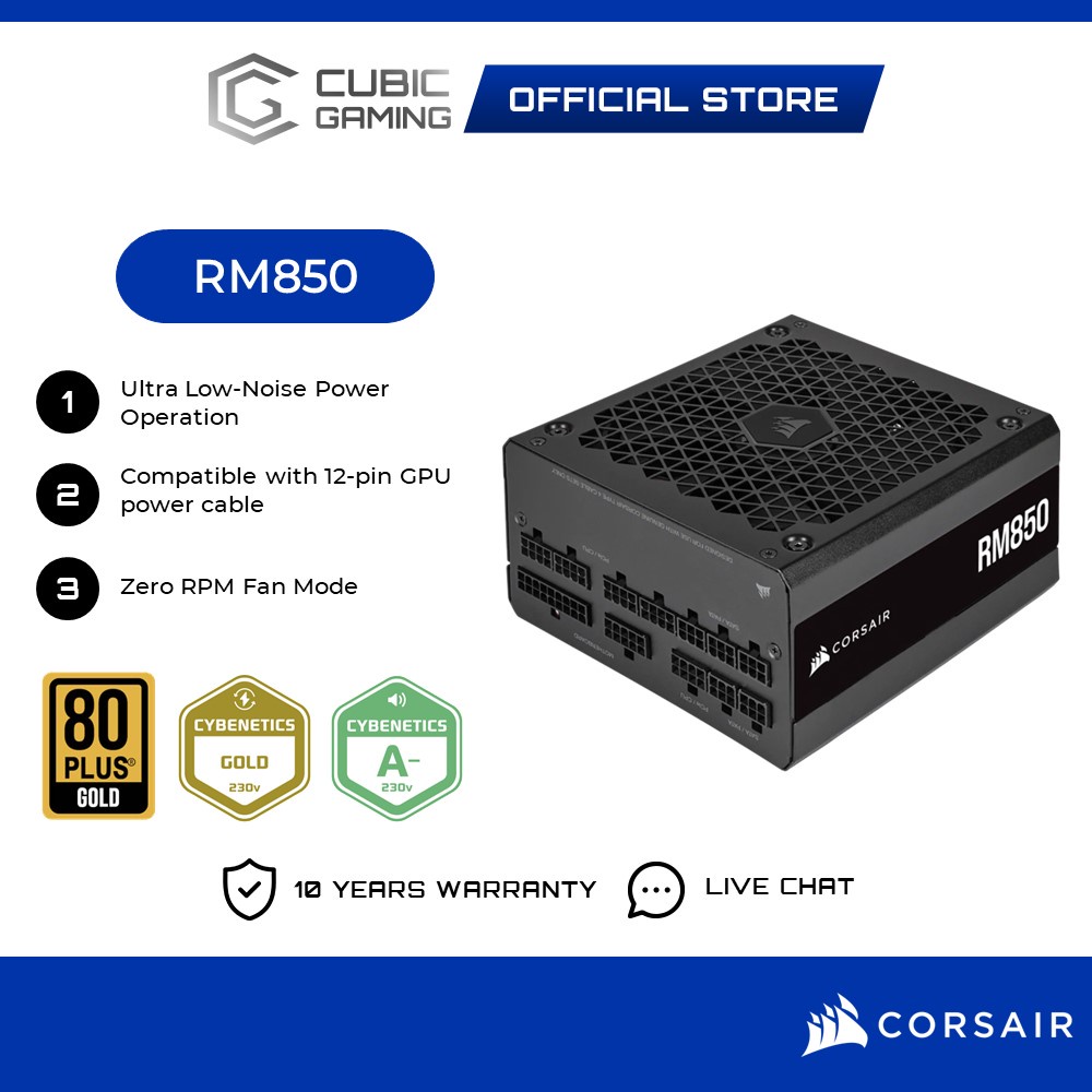 Corsair RM Series RM850/RM750/RM650 80 PLUS Gold Certified PSU Power ...