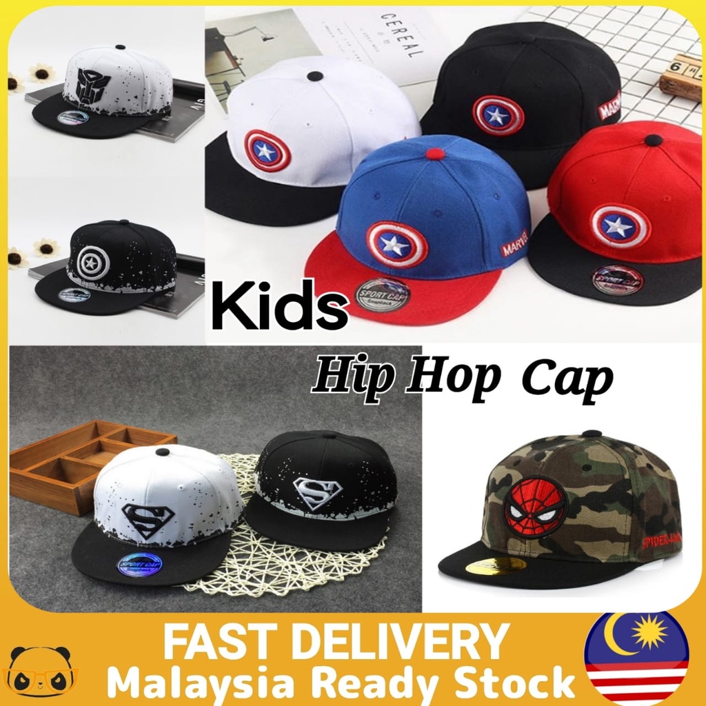 Topi Cartoon Superhero Spiderman Kids Boy Girl Unisex Adjustable Casual ...