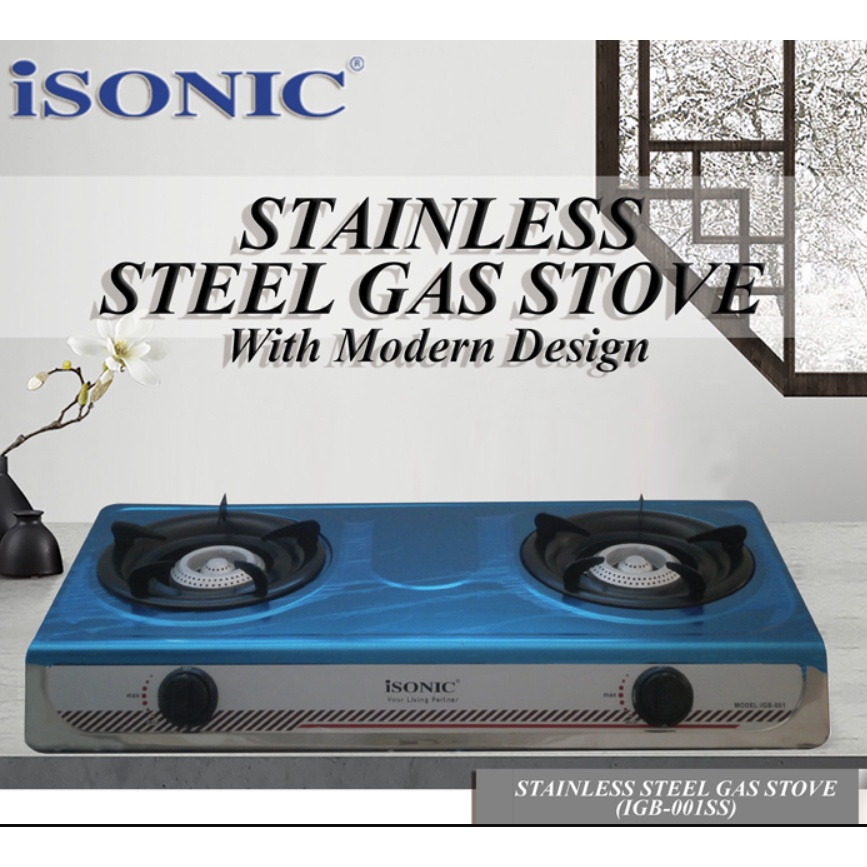 ISONIC Double Burner Automatic Ignition Gas Cooker Dapur Gas Stove IGB ...