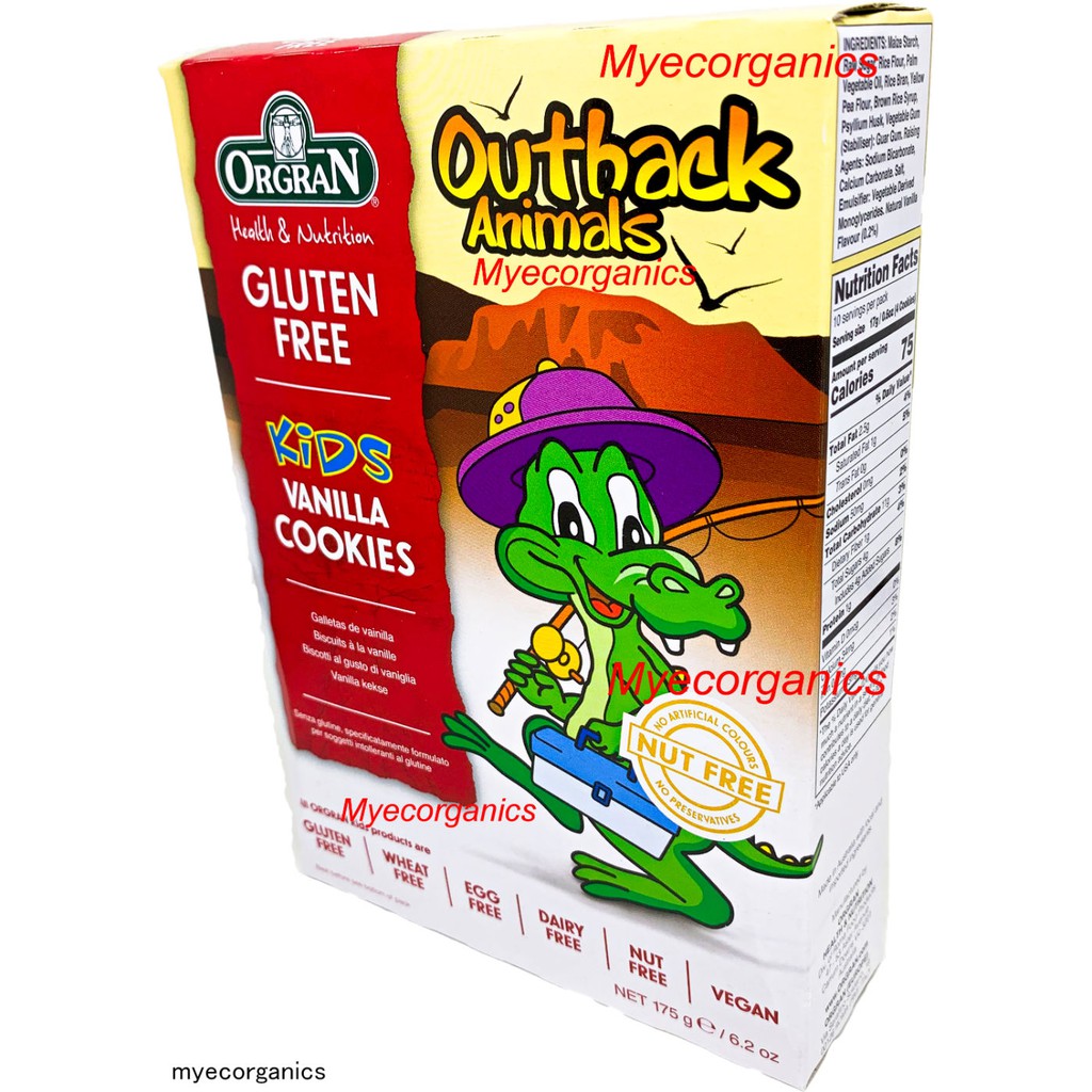 ( Exp 5/2025 ) Orgran GLUTEN FREE Outback Animals Vanilla KIDS Cookies ...