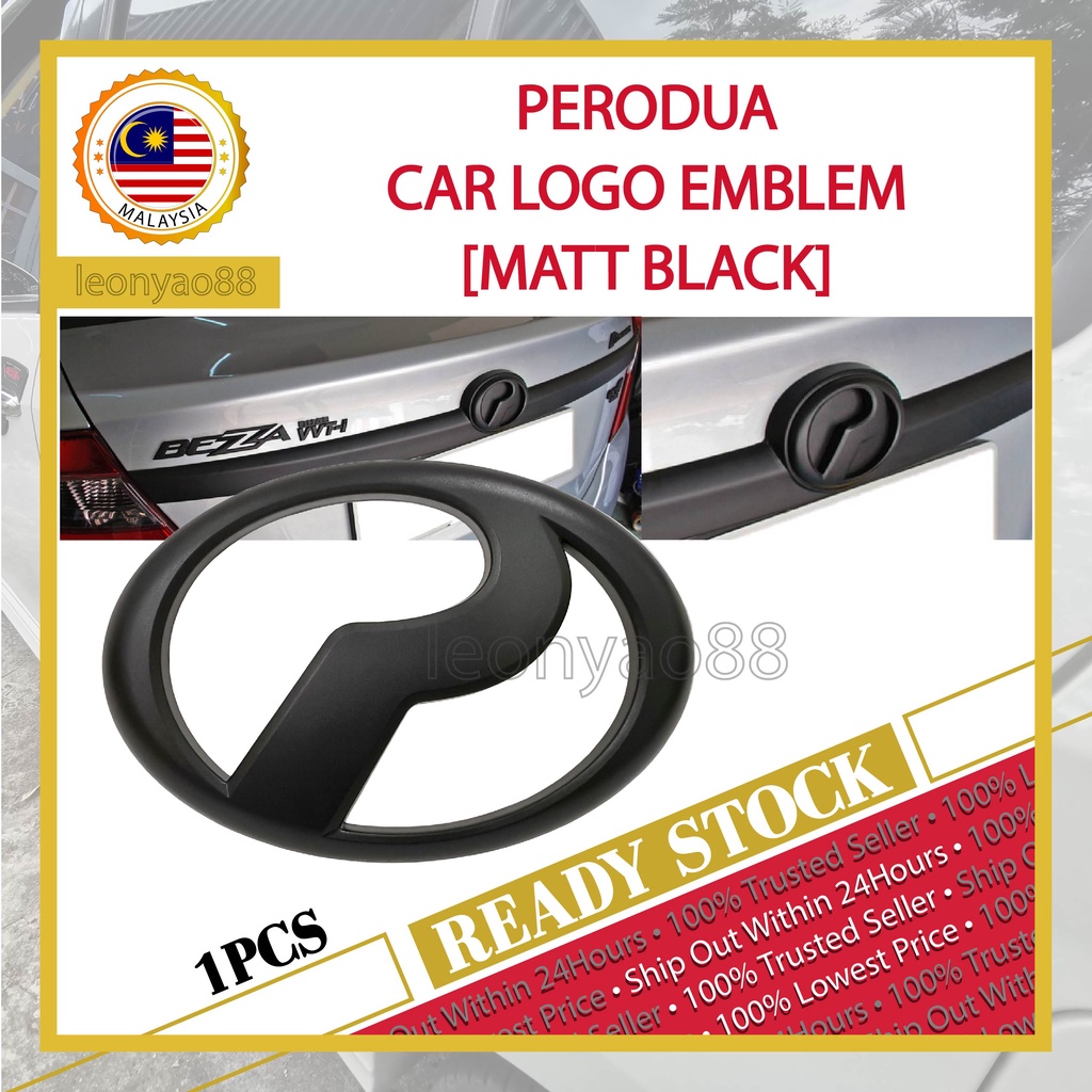 PERODUA Logo Emblem Front & Rear ( Matte Black ) for Axia | Bezza ...