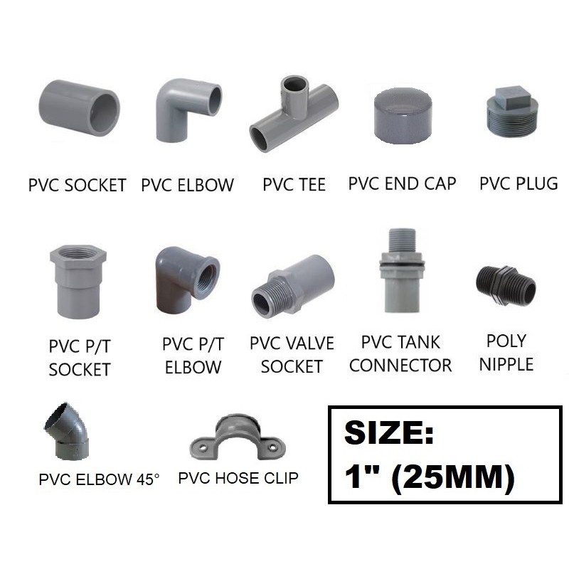 1"(25mm) PVC Pipe Paip Fitting-Socket/Elbow/Tee/Valve Socket/PT Socket ...